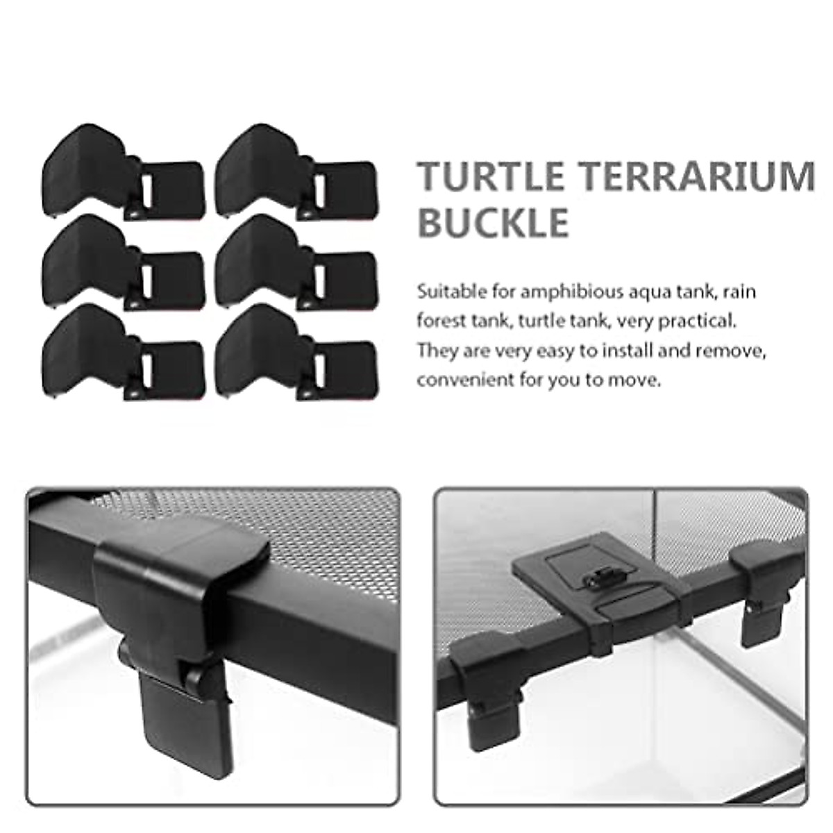 VILLCASE 6pcs Reptile Terrarium Covers Screen Clips, Anti- Escape Reptile Plastic Terrarium Buckle for Aquariums, 5.00X3.00X2.50cm/1.97X1.18X0.98in