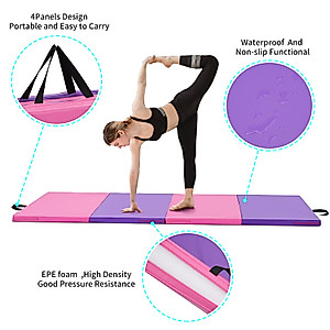 ZENOVA Gymnastics Mat 3'x6'x2' Exercise Mat Gym Mat for Home Aerobics Workout Foldable Tumbling Mat Children Gifts