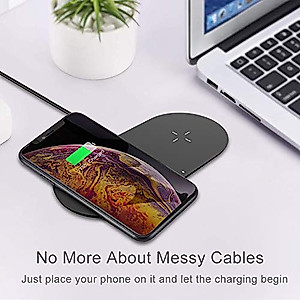 Dual Wireless Charger, COSOOS Fast Wireless Charging Pad Compatible for iPhone 13/13 Pro/13 Pro Max/13 Mini/12/11/XS/8 Plus, Galaxy S21/S20, Note 10, AirPods Pro, Galaxy Buds+(No AC Adapter)