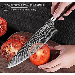 Chef Knife, 8 Inch Professional Kitchen Chef Knife with Sheath, German High Carbon Stainless Steel Ultra Sharp Knife, Chef Knives with Ergonomic Handle and Gift Box