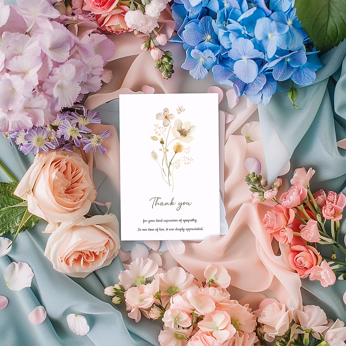 Funeral Thank You Cards with Envelopes,20 Sheets-4*6 inches Flowers Thank You Cards for Funerals,Ffuneral Thank You Cards with Messages Inside are Suitable for Family, Friends, and Loved Ones