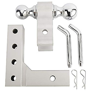 NovelBee Aluminum Adjustable Trailer Hitch Receiver with 2" and 2-5/16" Dual Ball Mount Fit 2" Receiver