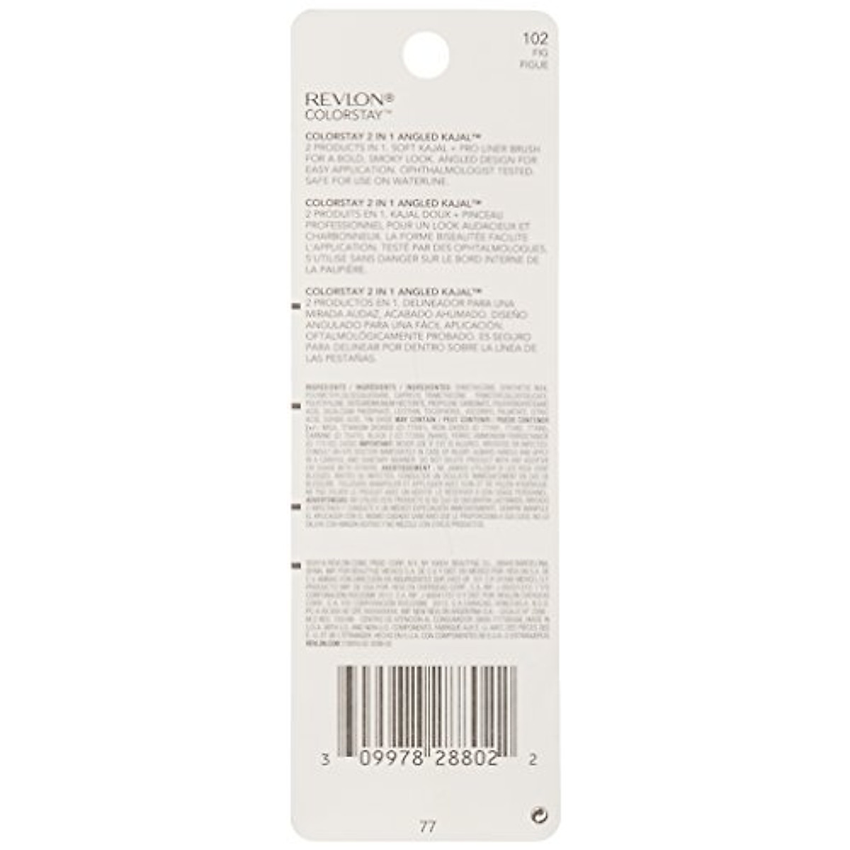 Revlon ColorStay 2-in-1 Angled Kajal Eyeliner, Waterproof Eye Makeup with Smudge Brush for Smokey Eyes, Fig (102), 0.01 oz