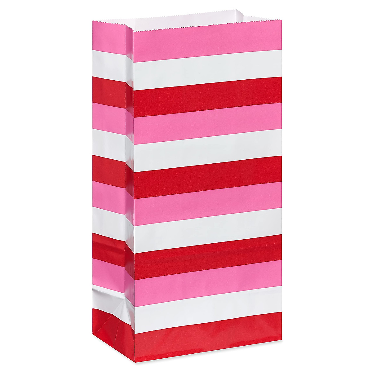 American Greetings 10.375" Valentine's Day Goodie Bags, Hearts and Stripes (16-Bags)