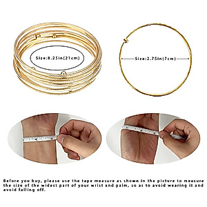 Madison Tyler Gold Plated Stackable Bangles, 5 piece of Smooth Bangles with Ball Pattern & 6 Piece of Textured Bangles.