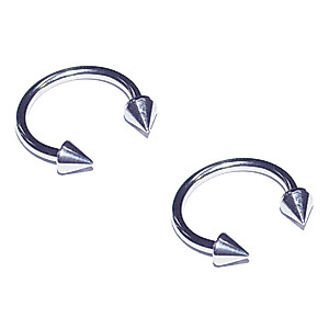 2x Pieces 14 16 Gauge 14g 16g 316L Stainless Steel Spiked Circular Barbell Horseshoe Septum Nipple Tragus Ring Earring Piercing Body Jewelry with Spikes Inch Set of 2 (16g-5/16" Diameter-3mm Spikes)