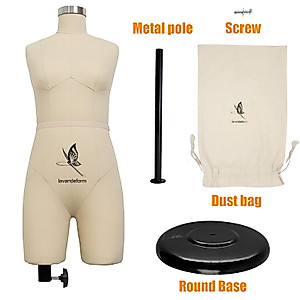 lavandeform Half Scale Dress Form（Not Adult Full Size ） 1:2 Miniature Sewing Mini Trouser Dress Form Straightly Into Body Inside, Fully Pinnable Dressmaker Dummy (Beige)