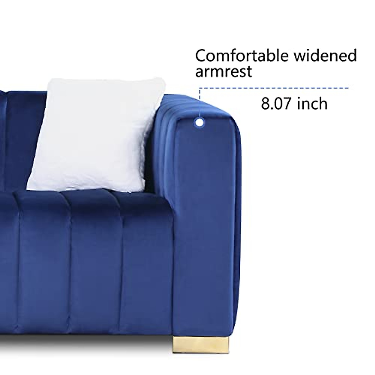 FCNEHLM Modern Velvet Sofa, 3 Seater Sofa for Living Room, Bedroom, Velvet Upholstered Sofa Couch with Stainless Steel Legs, 2 White Pillows Included