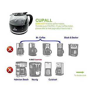 12-CUP Glass Replacement Coffee Carafe Compatible with Mr. Coffee, Black & Decker, Cuisinart and More, Black Close Handle