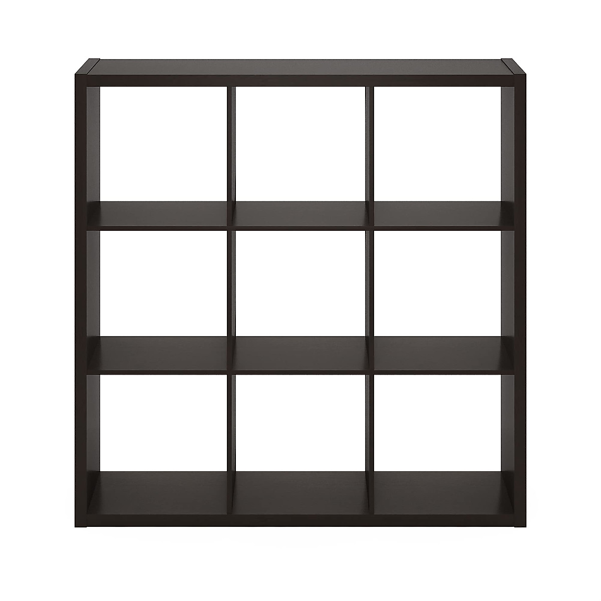 Furinno Cubicle Open Back Decorative Cube Storage Organizer, 9, Dark Oak