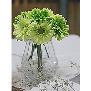 TOPIA Artificial African Daisies Flowers African Daisy Silk Flowers Artificial Gerbera Daisies Pack of 10 (Green)