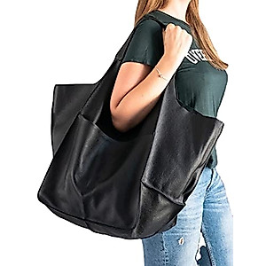 Casual Soft Large Capacity Tote Women Handbags Designer Metal Look Luxury Faux Leather Shoulder Bag Big Shopper Purses