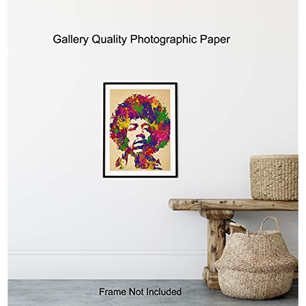 Jimi Hendrix Poster - 8x10 Psychedelic Experience Wall Art Decor for Men, Boys Bedroom, Living Room, Music Studio - Gift for Guitarist, Musician, Woodstock, Purple Haze, 60's Music Fan - UNFRAMED