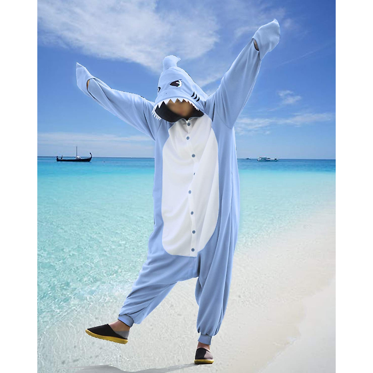 WOTOGOLD Animal Cosplay Costume Unisex Kids Shark Pajamas Blue Shark XS fit height 51'-55'
