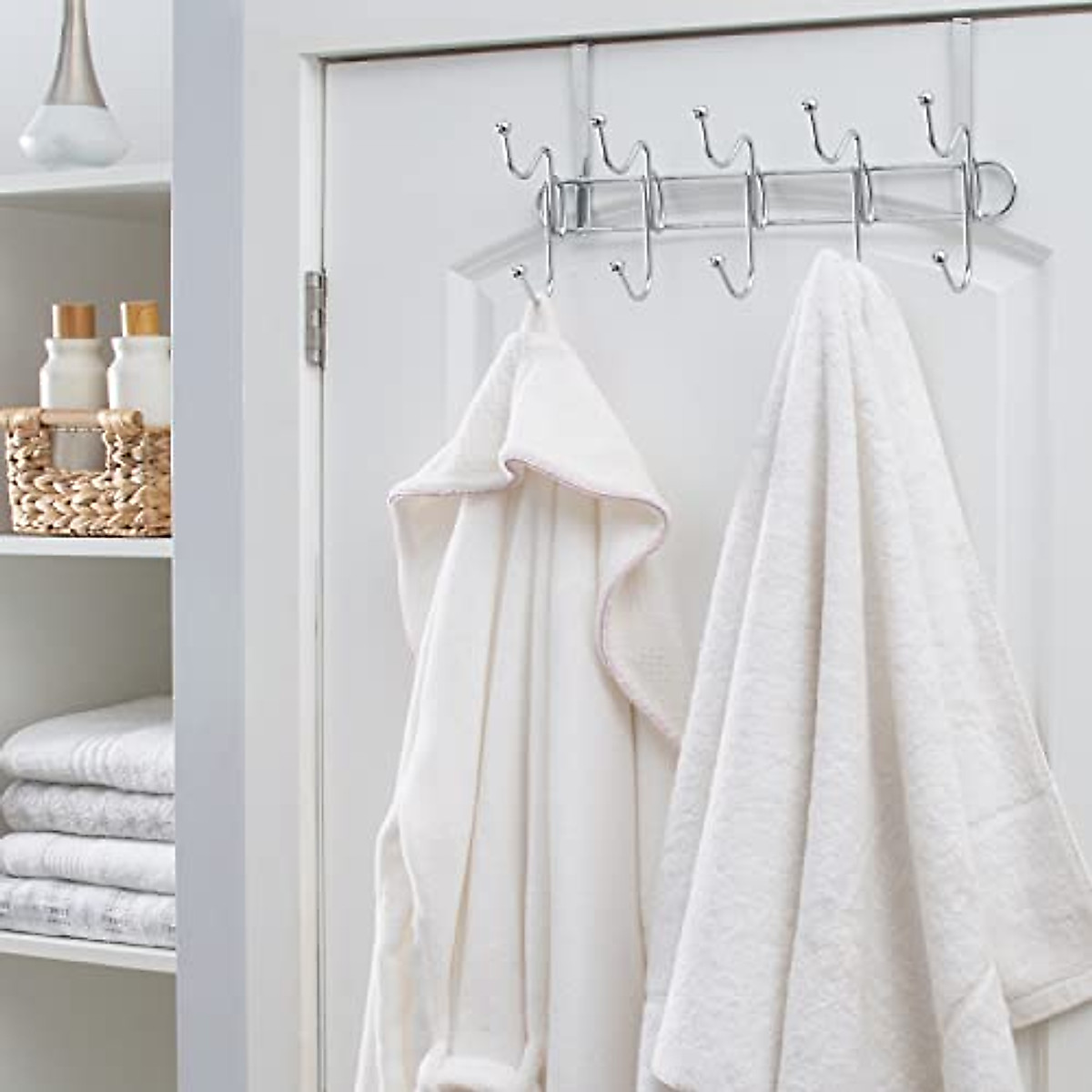 Simplify 10 Hanging Hook, Good for Towels, Jackets & Accessories, Fits Standard Doors, Chrome