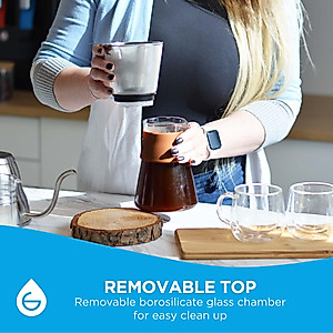 GROSCHE Amsterdam Glass Pour Over Coffee Maker - Single Cup Manual Dripper Brewer w/Removable Glass Top & Permanent Stainless Steel Filter - 27.6 fl oz - Ideal for Home, Camping, & On-the-Go Brewing