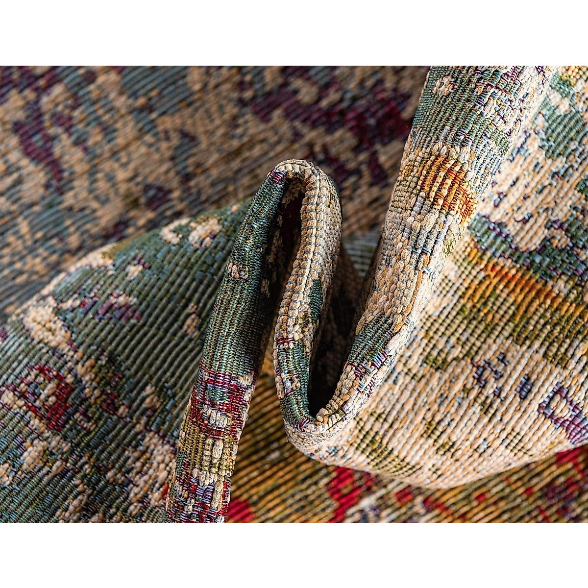 Unique Loom Outdoor Modern Collection Area Rug - Crumpled (7' 1" x 10' Rectangle, Multi/ Gold)