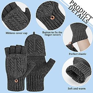 SATINIOR 3 Pairs Winter Knitted Convertible Fingerless Gloves Knit Flip Fingerless Gloves with Fingers Gloves with Cover for Women Men (Multicolored)