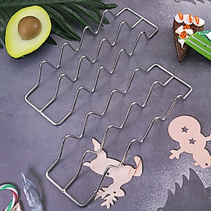 Udebohe Taco Holder, 2-Pack Stainless Steel Taco Rack Tortilla Stand Holders Tray, Hold 3 or 4 Soft or Hard Shell Taco, Oven and Dishwasher Safe