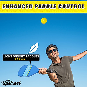Upstreet Wood Pickleball Paddle Set | Pickleball Set or Pickleball Rackets Include Sling Bag, Ideal Indoor and Outdoor Pickle Ball Paddles for Men, Paddle Ball or Pickleball Paddles Set of 4 (Beach)