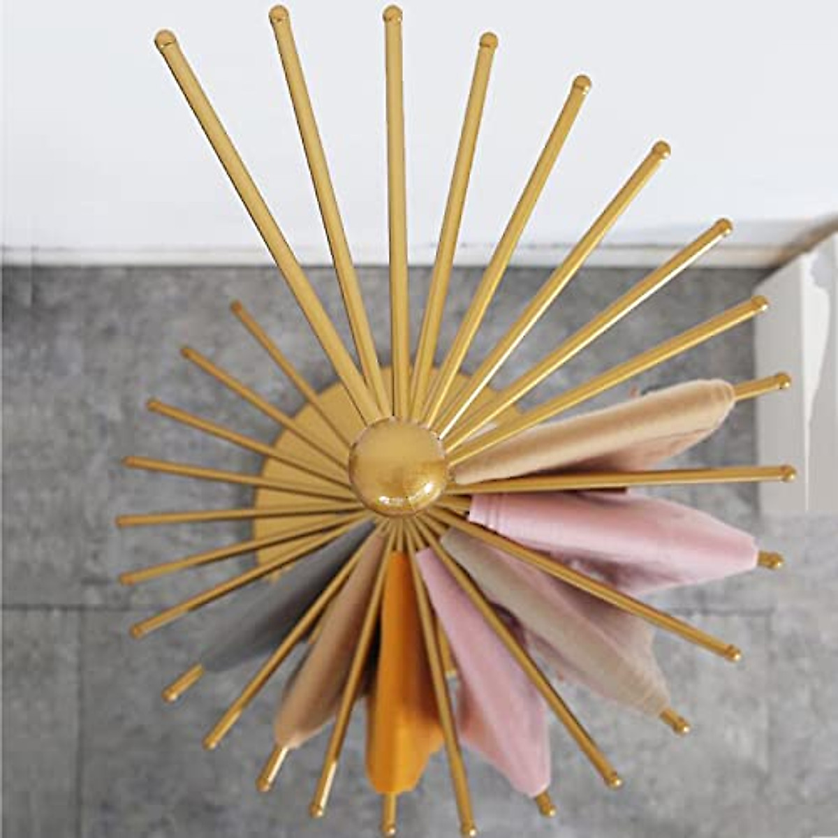 RUDANDAN Commercial Clothes Display Rack Metal Iron Scarf Stand Floor -Standing Sheets Belt Suit Pants Hanging Rack ，150/170cm Height(Color:Gold,Size:42x170cm)