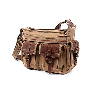 TSD Brand Turtle Ridge Canvas Mail Bag (Camel)