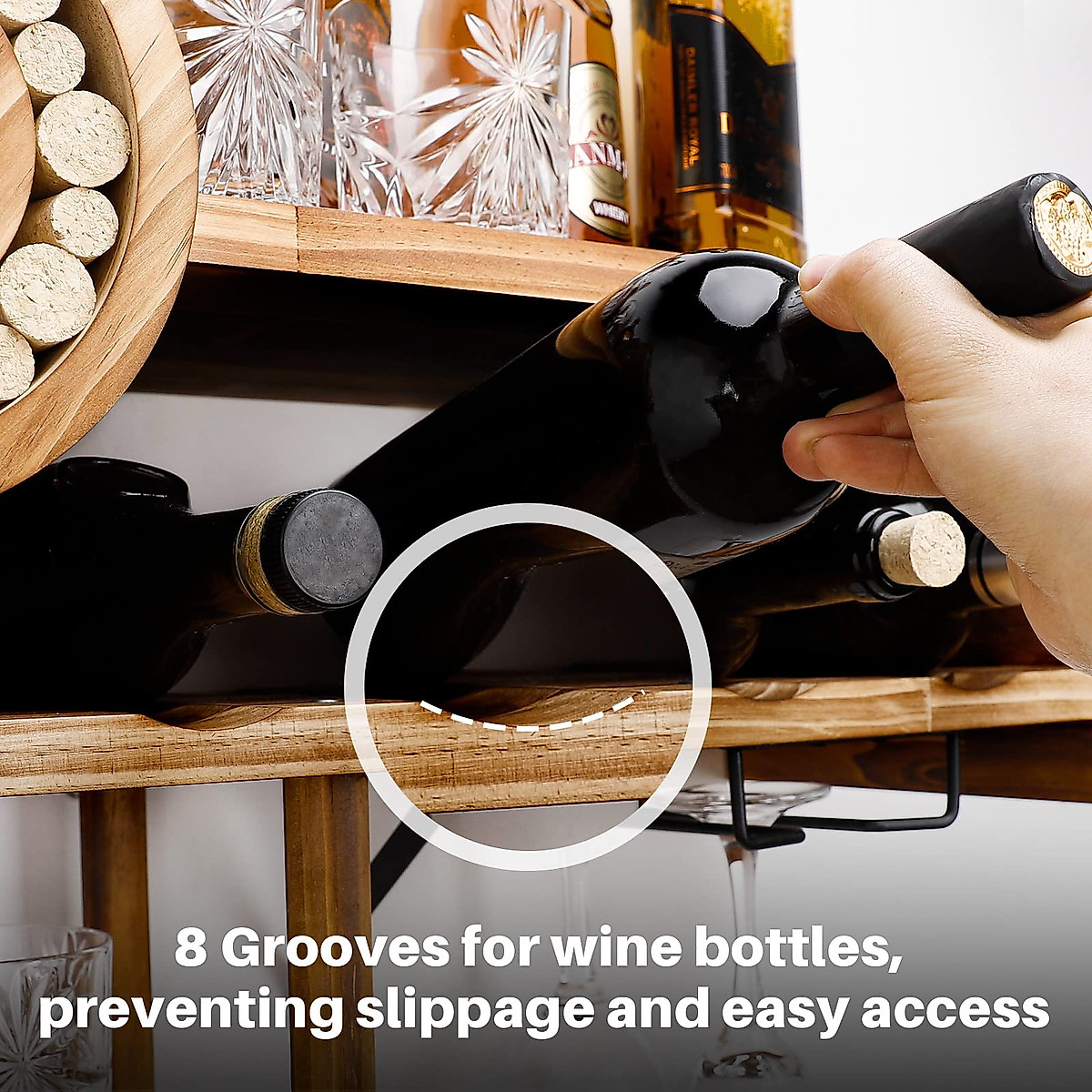 Homde Wine Rack Wall Mounted Wood,Wine Shelf with Bottle Stemware Glass Holder Rustic, Airplane Shape Multi Functional Wine Display Storage Rack for Home Bar (Light Brown)