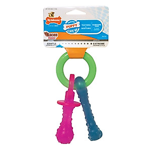 Nylabone Puppy Pacifier Chew Toy, Teething Toys for Puppies, Bacon Flavor, Small - Up to 25 lbs, 1 Count