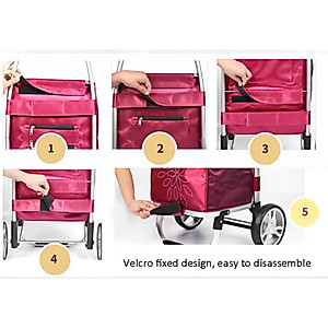 SH-gwtc Shopping Trolley,Foldable Shopping Cart 6 Wheels Climbing Trolly/Aluminum Alloy/Waterproof Shopping Bag/Collapsible Push Pull Carts 48L (Color : C)