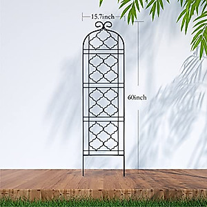 Garden Trellis for Vines and Climbing Plants Outdoor, Iron Wire Lattices Grid Panels for Potted Climbing Pergola Cucumber Tomato Rose Vegetable Flower Plant Trellises (60 * 16 Inch, Pack of 2, Black)