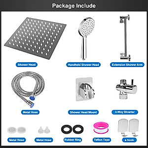 8 '' stainless steel high-pressure shower head, electroplating handheld five gear handheld shower head, 11 inch copper electroplating extended arm, copper electroplating three-way water separator