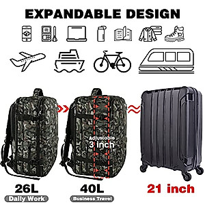 Mogplof Carry on Backpack Flight Approved, 40L Travel Backpack for Men, Extra Large Expandable Backpack Suitcase, Water Resistant Backpack Luggage for Travel Perfect Fit for 17 Inch Laptop