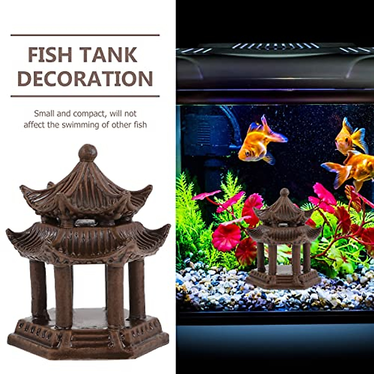 POPETPOP Aquarium Decoration Ceramic Fairy Garden Figurines Mini Pagoda Statue Fish Hideout Shelter Cave for Fish Tank Ornament Micro Landscape Decor