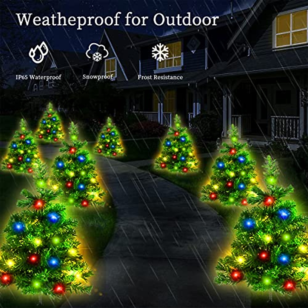3 Pack Christmas Tree 1.5ft Battery Powered Mini Outdoor Christmas Tree Small Christmas Tree with Lights for Yard, Patio, Garden