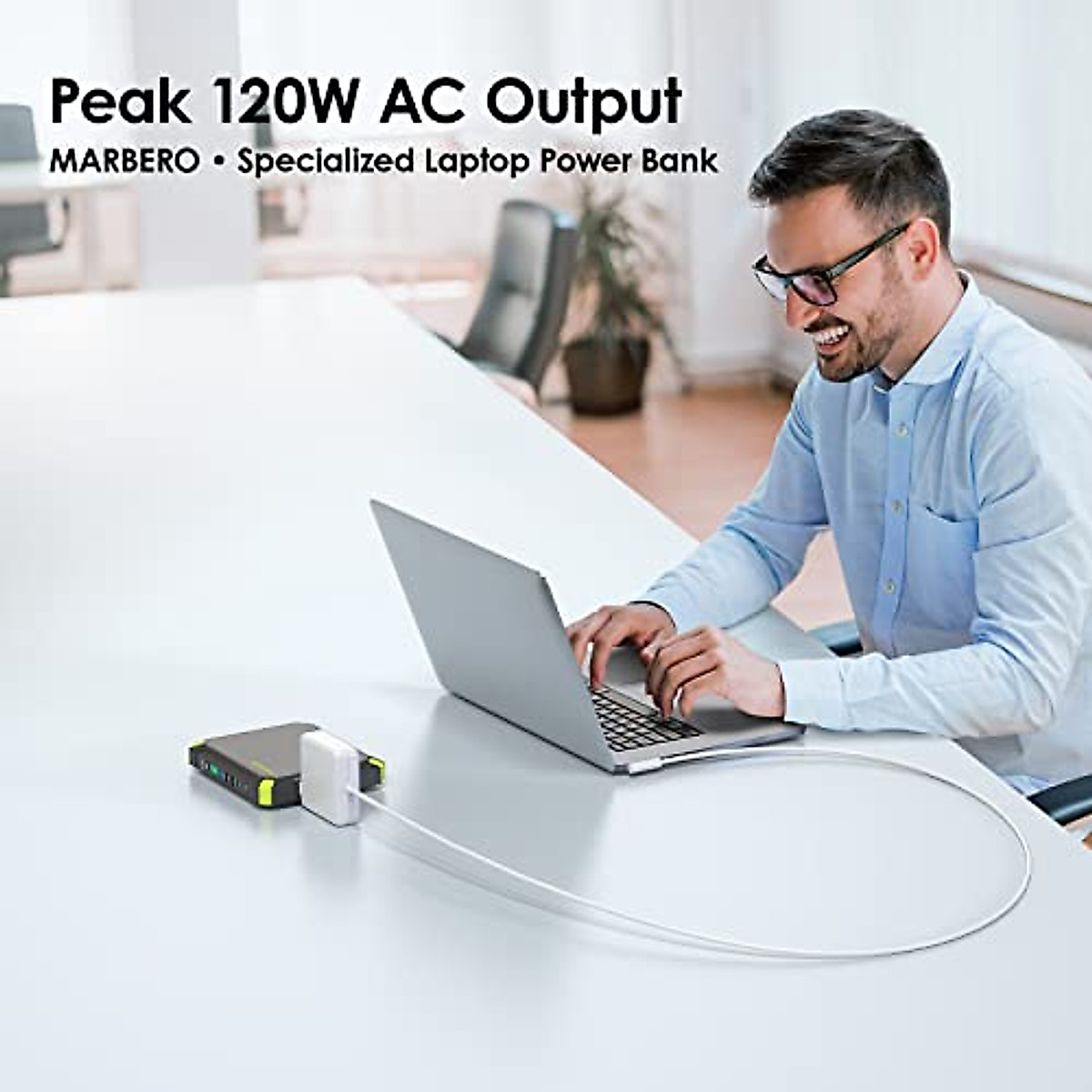 MARBERO Portable Power Bank with AC Outlet 24000mAh Peak 120W Small Laptop Charger Power Source Camping Battery Pack with Carrying Bag Emergency Backup for iPhone Samsung Home Office Business School