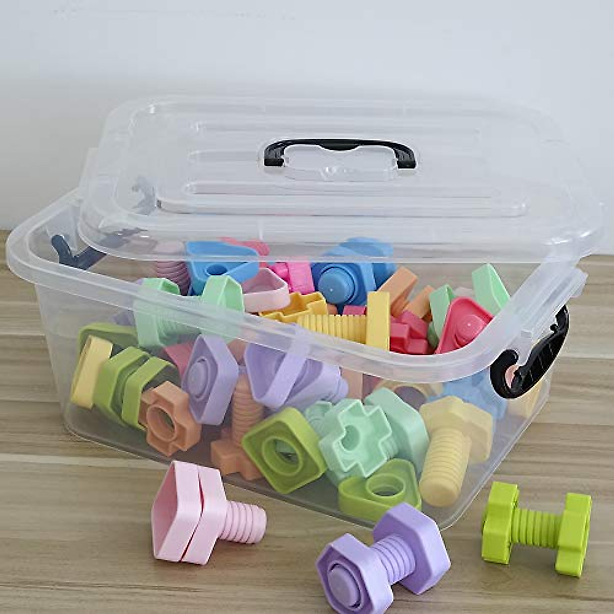 EudokkyNA 8 Liter Plastic Storage Box with Handle, 2-Pack Clear Storage Bin