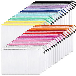 EOOUT 36pcs Mesh Zipper Pouch Puzzle Bags Zipper Bags for Organizing Classroom Organization Plastic Zipper Pouch in 11 Colors Letter Size A4 Size Board Games Storage and School Office Supplies