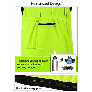 BERGRISAR Men's Basic Cycling Jerseys Long Sleeves Bike Bicycle Shirt Zipper Pockets BG012 Yellow Size X-Large