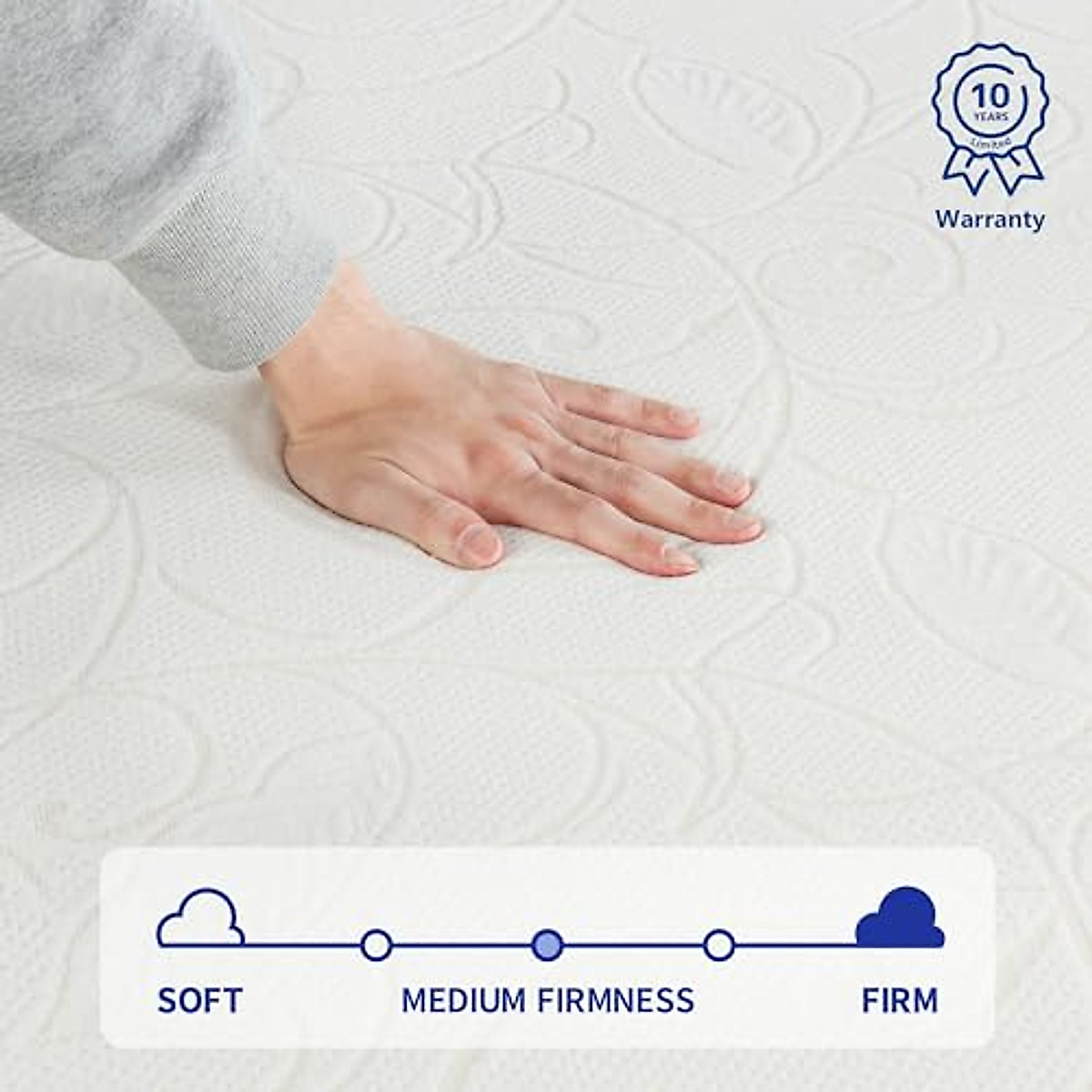 Olee Sleep King Mattress, 9 Inch Deluxe Gel Memory Foam Mattress, Gel Infused for Comfort and Pressure Relief, CertiPUR-US Certified, Bed-in-a-Box, Medium Firm, King Size