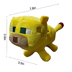 MALAER Stuffed Animals Creeper Plush Toy，Fancy Cat、Ocelot 、Wolf 、Pig Plush，Game Doll Pixel Miner Plushie ，Birthday Presents for Kids Boys Girls