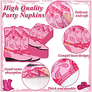 50PCS Cowboy Cowgirl Boots Paper Napkins Wild West Girls Paper Hand Towel for Cowgirl Baby Shower Decorations Western Cowgirl Luncheon Napkins for Bachelorette Birthday Party Last Rodeo Party Supplies