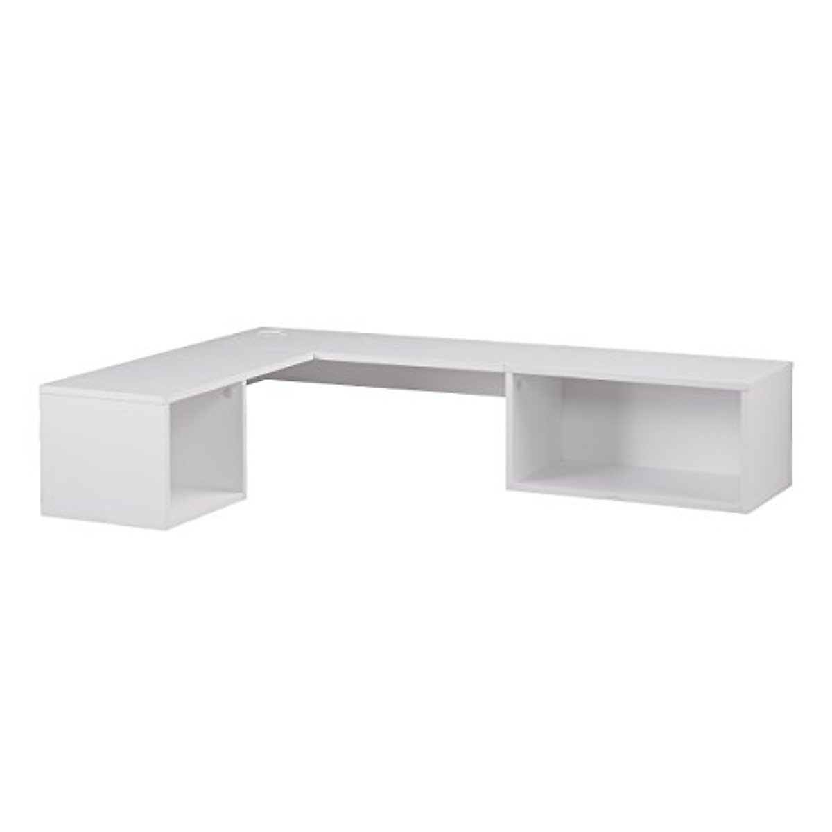 SEI Furniture Flynn Floating Wall Mount Corner Desk - Storage Cubbies - Pure White Finish