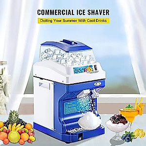 VEVOR 110V Commercial Ice Shaver Crusher 441LBS/H with 11LBS Hopper, 300W Tabletop Electric Snow Cone Maker 320 RPM Rotate Speed Perfect For Parties Events Snack Bar
