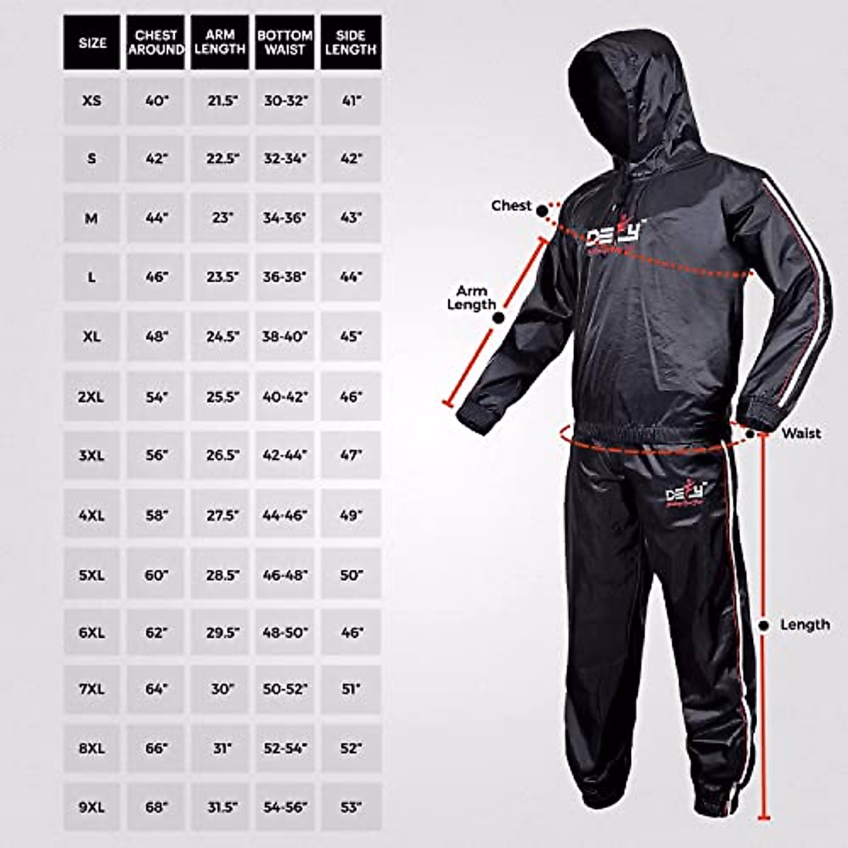 DEFY Heavy Duty Sauna Suit for Weight Loss Full Body Wrap Hoodie Men Women Anti-Rip Sweat suit Gym Workout Exercise Gear
