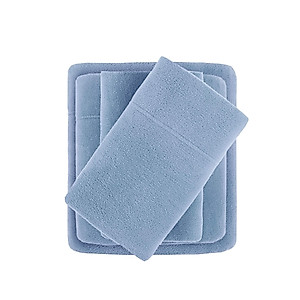 Sleep Philosophy True North Micro Fleece Bed Sheet Set, Warm, Sheets with 14" Deep Pocket, for Cold Season Cozy Sheet-Set, Matching Pillow Case, Cal King, Blue, 4 Piece