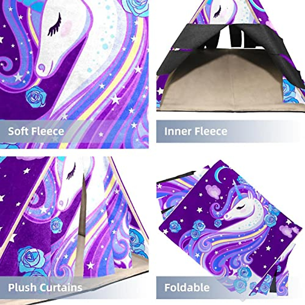 enheng Small Pet Hideout Beautiful Unicorn with a Long Rainbow Mane Hamster House Guinea Pig Playhouse for Dwarf Rabbits Hedgehogs Chinchillas