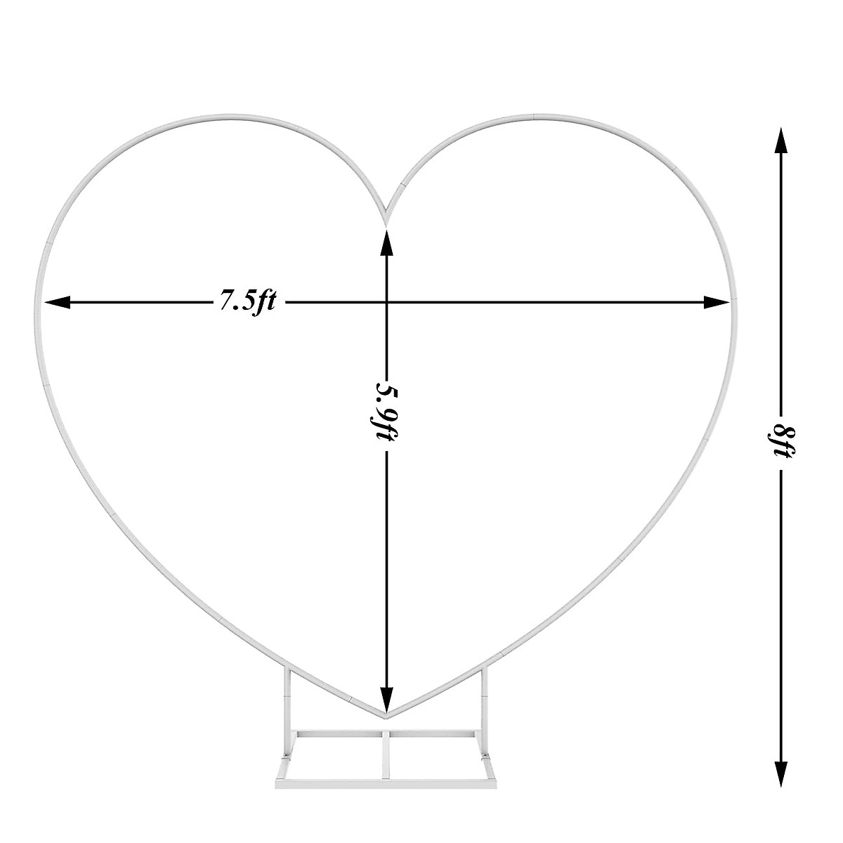LANGXUN Large Size Metal Balloon Arch Kit, Wedding Heart Arch Stand, Love Balloon Column Arch Frame for Wedding, Bridal, Valentine's Day, Engagement and Birthday Party Supplies (Heart White)