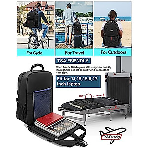 ProEtrade Travel Backpack, Extra Large Laptop Backpack School Business Anti Theft TSA Approved College Work Computer Bag Fits 17 Inch Laptop with USB Charging Port Bookbag for Women Men(Black)