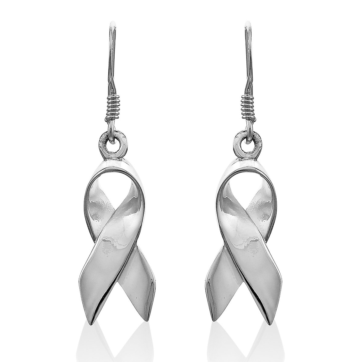 WithLoveSilver 925 Sterling Silver Breast Cancer Ribbon Hoop Dangle Earrings