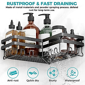 HomeHacks Shower Caddies, 3-Pack with Soap Holder, Shower Organizer with Save Space Hooks, Apartment Essentials for Bathroom, Kitchen & Living Room, Shower Shelf for Inside Shower